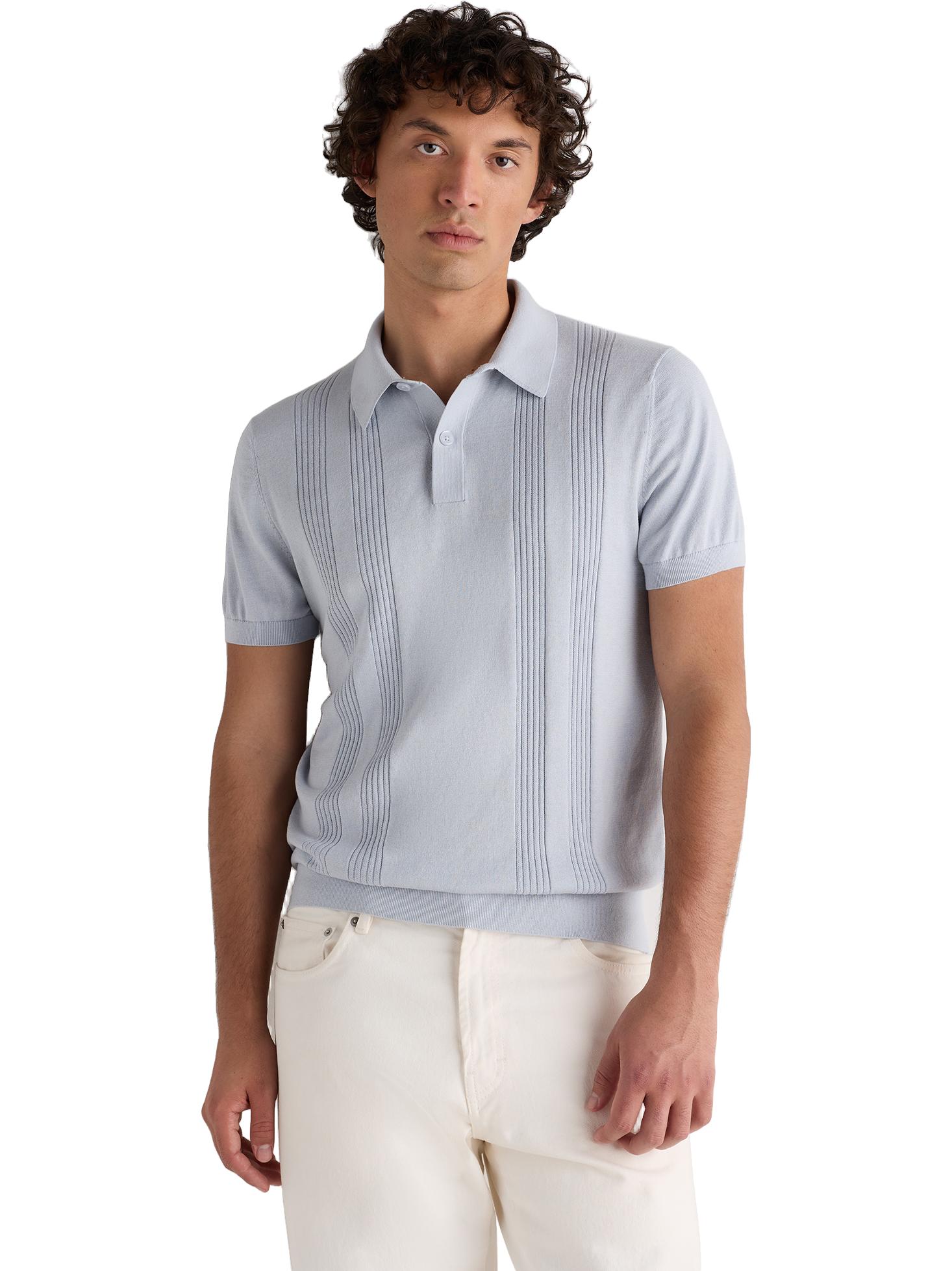 QUINCE men's cotton-silk ribbed short sleeve sweater polo